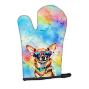 caroline's treasures dac2489ovmt chihuahua hippie dawg oven mitt heat resistant thick oven mitt for hot pans and oven, kitchen mitt protect hands, cooking baking glove