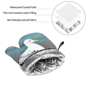 Cute Seagull Versatile Waterproof Heat-Resistant Gloves and Pot Holder Set Elevating Your Baking and BBQ Experience Oven Mitts and Pot Holders Sets