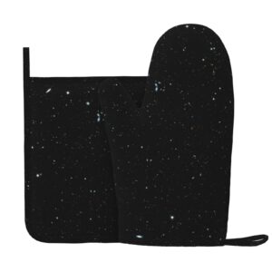 black glitter silicone oven mitts pot holder sets 2pcs cute design washable non slip kitchen heat resistant mat women's cooking gloves for baking and bbq wear