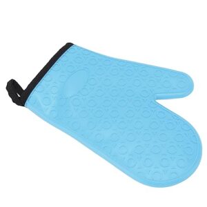 silicone oven mitt, kitchen baking glove high temperature retardant for cooking (blue)