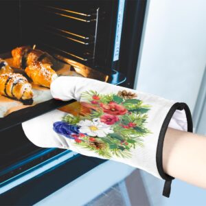 Rooster Bird Oven Mitts and Pot Holders Sets Heat Resistant Non Slip Oven Glove and Insulated Kitchen Counter Mat Suitable for Cooking Baking Grill