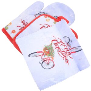 BESTOYARD 1 Set Gloves Mat Washcloths Towel Heavy Duty Oven Mitts Hot Mitts for Kitchen Oven Mitts for Kitchen Oven Mittens Baking Oven Mitt Microwave Glove Hand Polyester 3 Piece Set