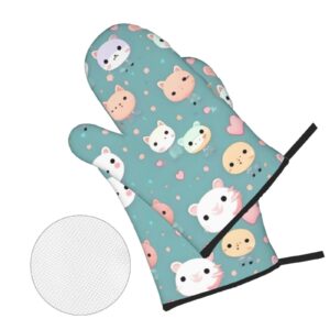 Cute Fox Oven Mitt and Pan Cover Set, 4 Piece Set for Kitchen Cooking, Baking and Microwave, Kitchen Accessories.