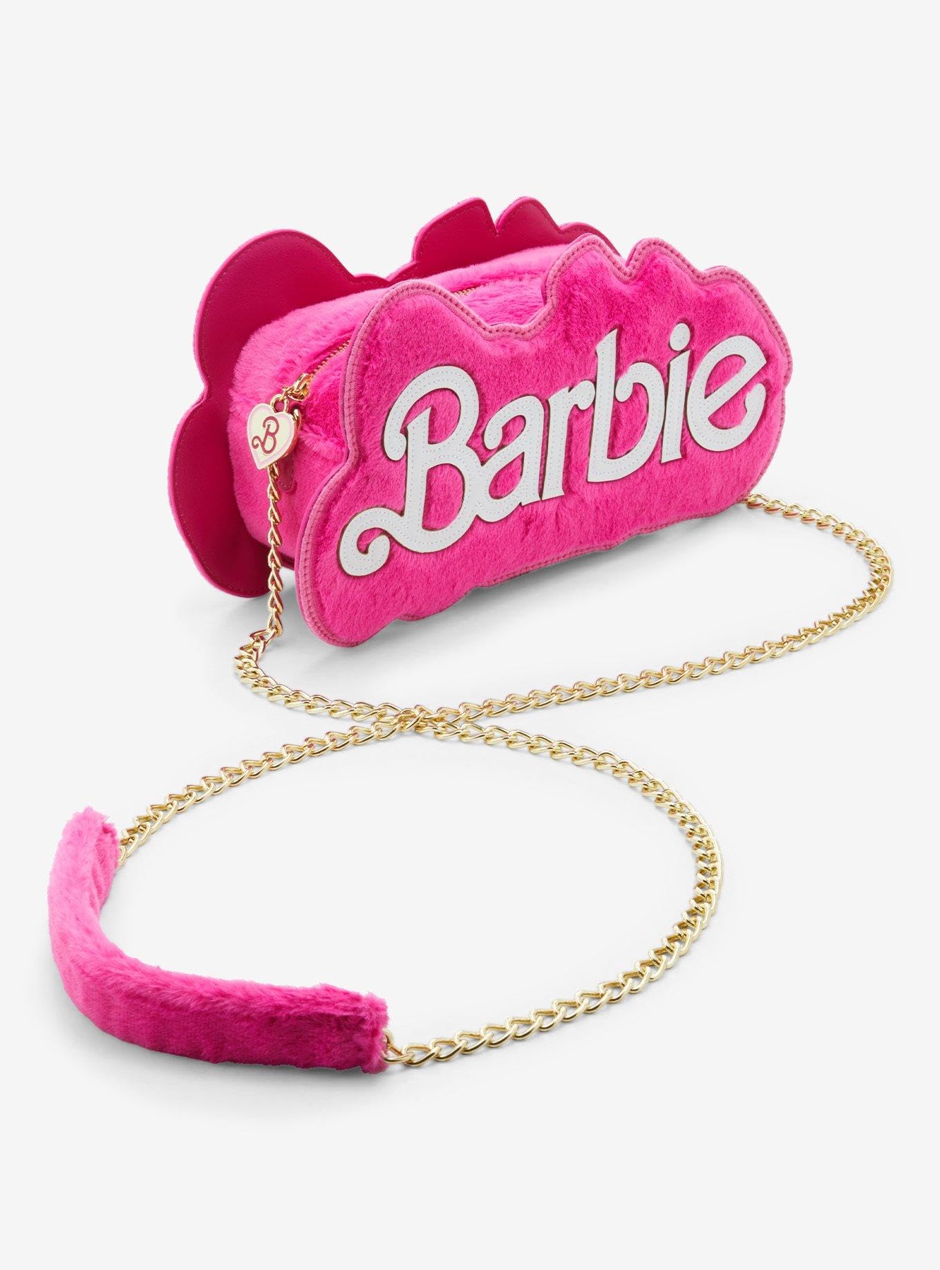 Barbie Logo Fuzzy Mini Crossbody Bag PINK