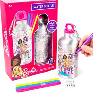 horizon group usa barbie color your own water bottle, great for travel & road trips, sports & school, creative gift idea, arts & crafts activity kids ages 6, 7, 8, 9, 10