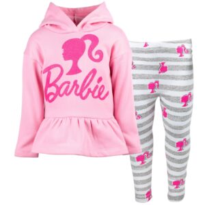 barbie toddler girls peplum fleece hoodie & peplum leggings pink 5t