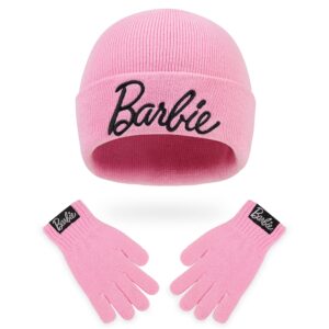 barbie girls bobble hat and gloves set, original accessories, girl gifts for winter