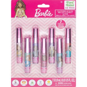 townley girl barbie 7 pcs kids lip gloss set | vegan girls makeup for ages 3