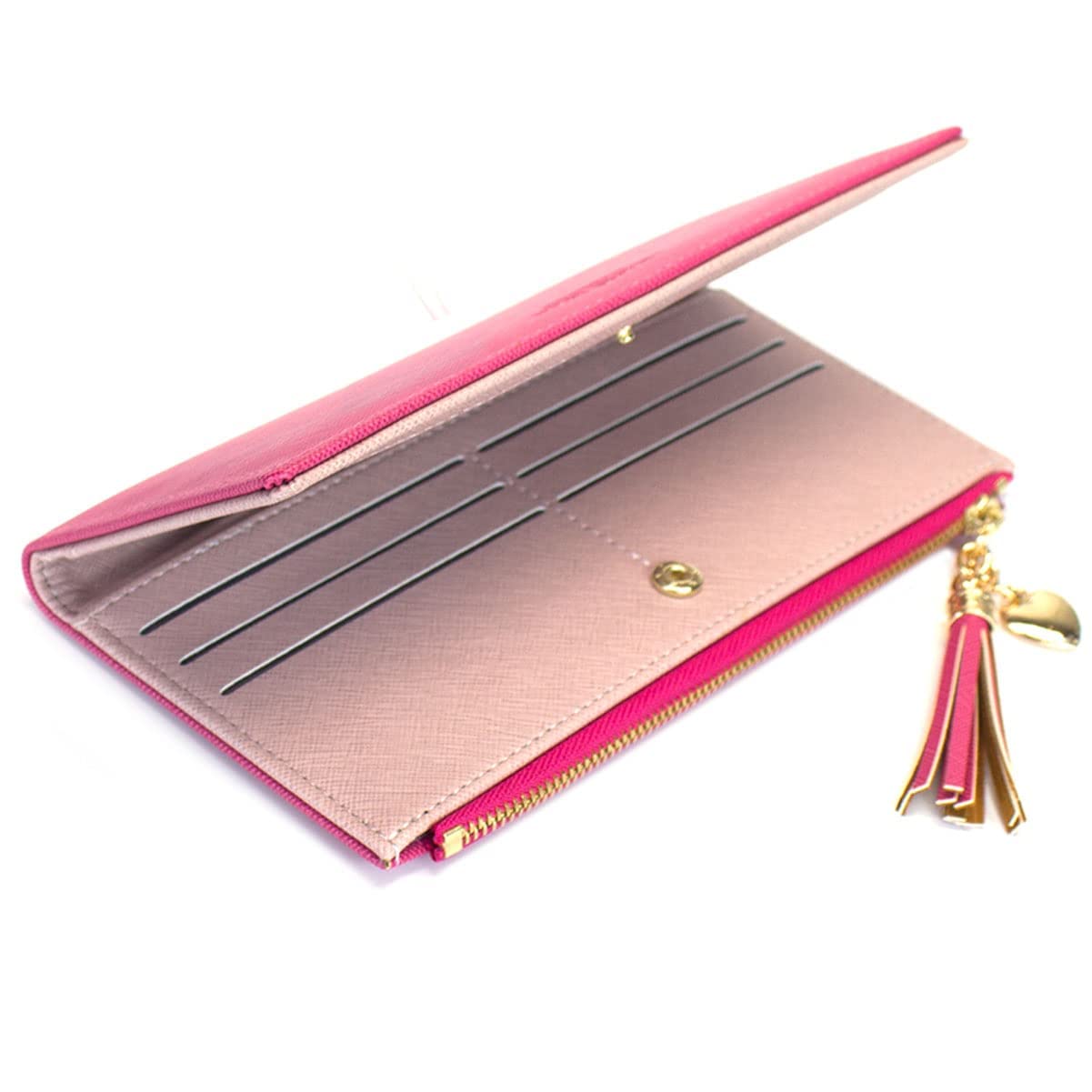 Womens Wallet Cute Elegant Long Slim Card Holder Case Minimalist Coin Purse Thin Tassels Zip Clutch Wallets for Girls Ladies