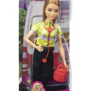 Barbie Paramedic Petite Fashion Doll, with Brunette Hair, Stethoscope, Medical Bag & Accessories