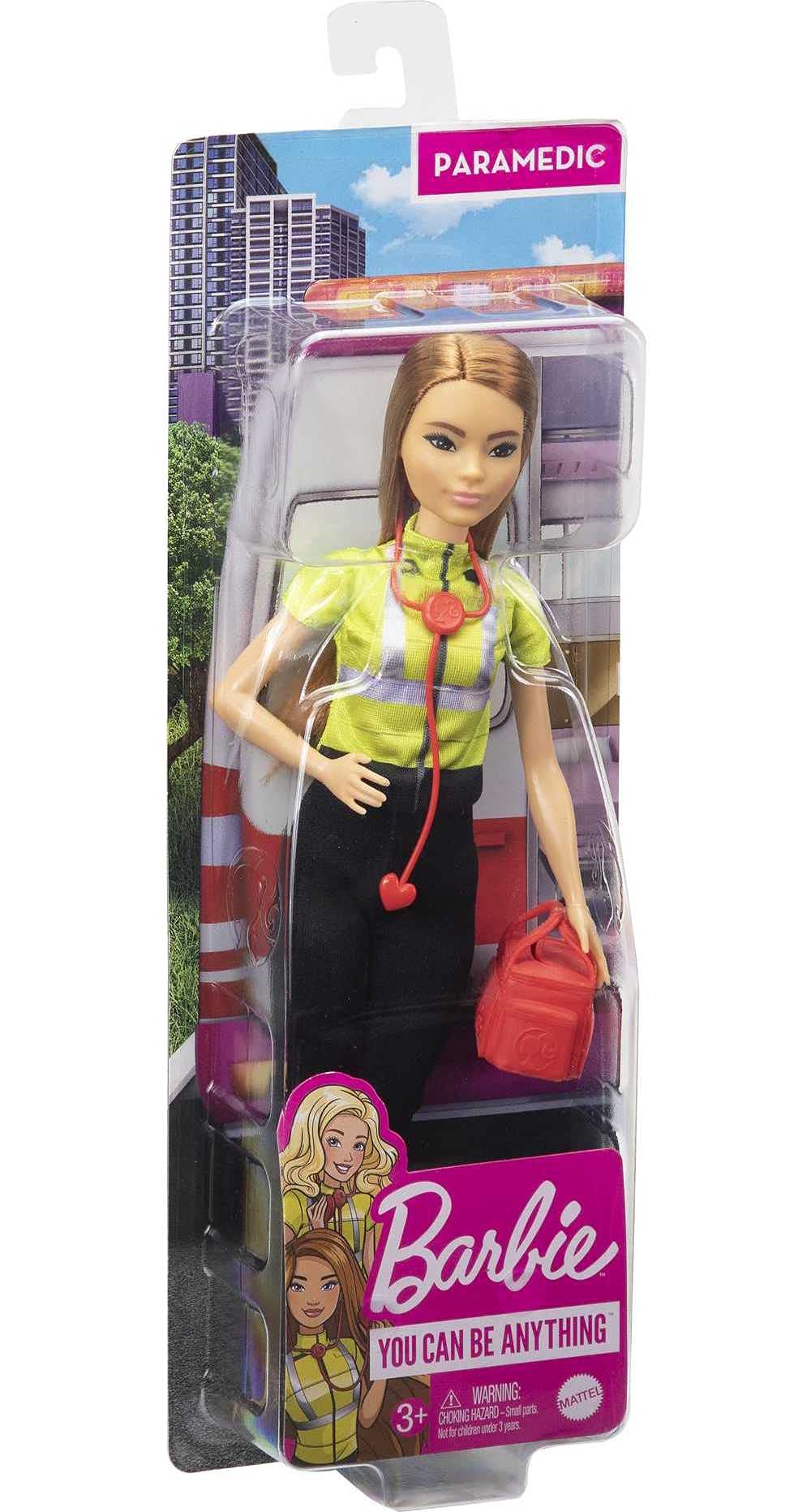 Barbie Paramedic Petite Fashion Doll, with Brunette Hair, Stethoscope, Medical Bag & Accessories