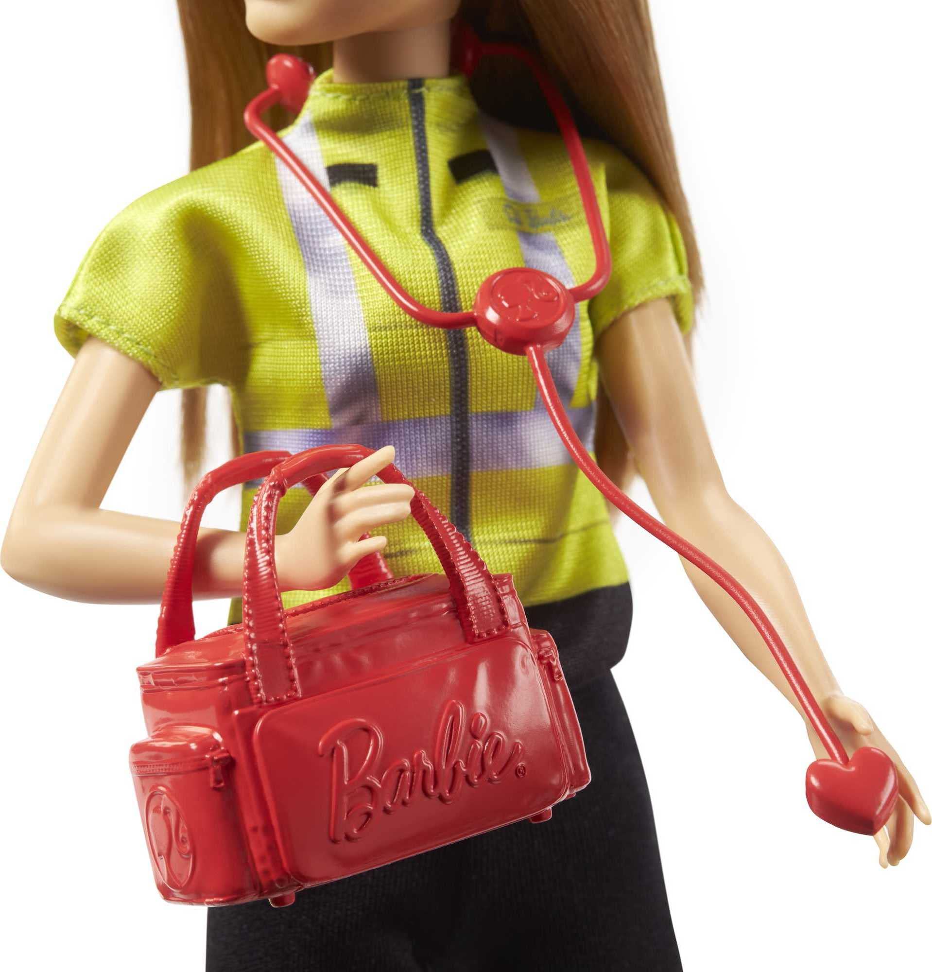 Barbie Paramedic Petite Fashion Doll, with Brunette Hair, Stethoscope, Medical Bag & Accessories