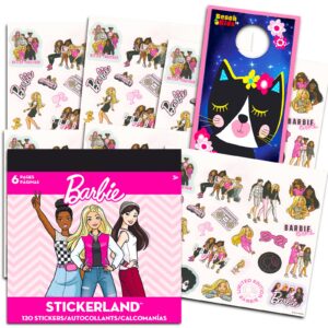 barbie sticker book for girls - barbie sticker pack bundle with 120 barbie stickers for kids ages 4-8 plus door hanger | barbie party supplies