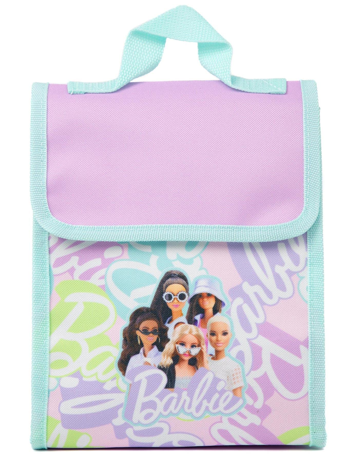 Barbie Girls 4 Piece Backpack Set | Kids Multicolor Rucksack Bundle with School Bag, Pencil Case, Lunch Bag & Water Bottle