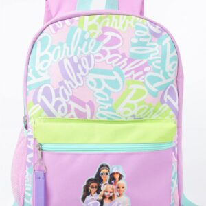 Barbie Girls 4 Piece Backpack Set | Kids Multicolor Rucksack Bundle with School Bag, Pencil Case, Lunch Bag & Water Bottle