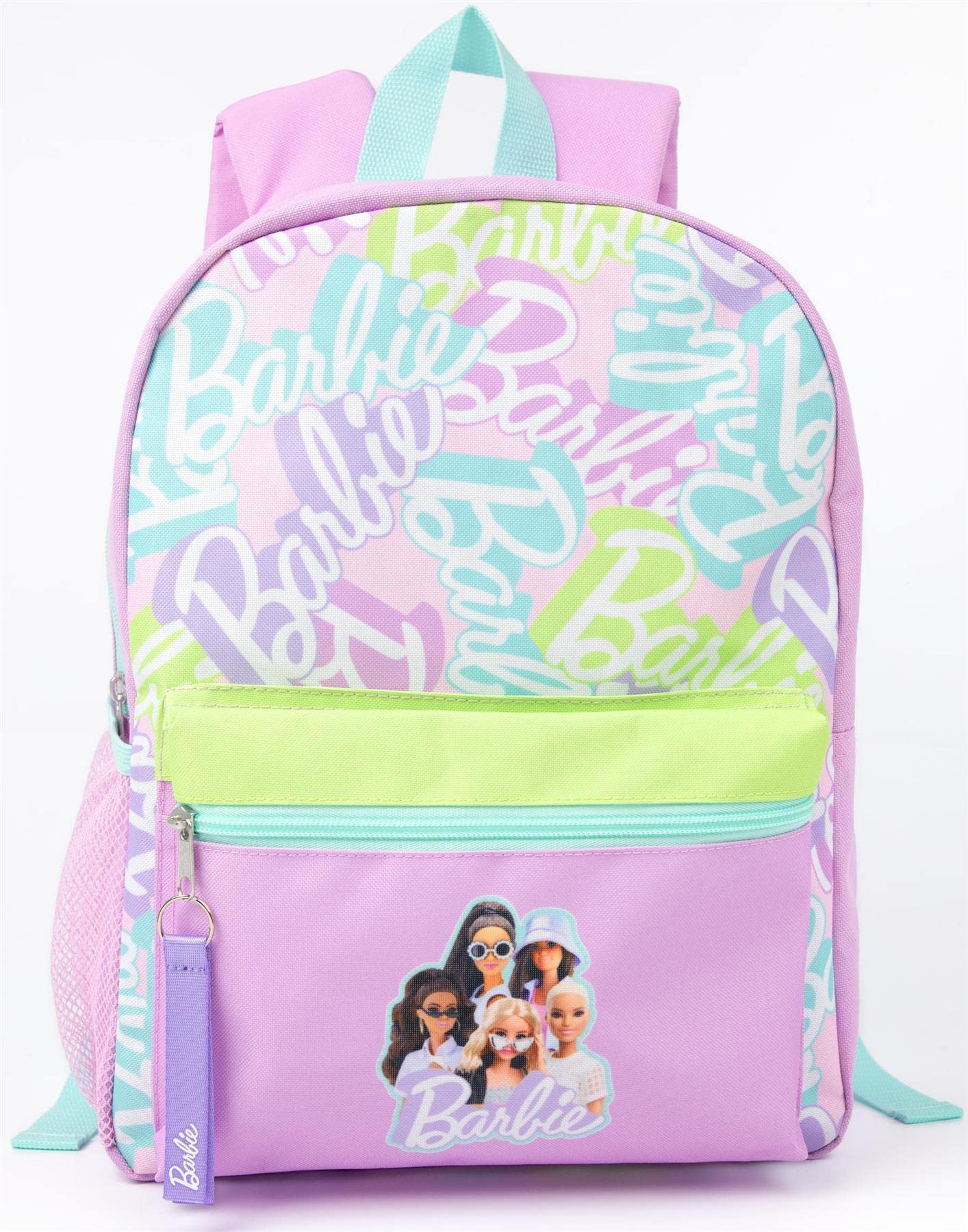 Barbie Girls 4 Piece Backpack Set | Kids Multicolor Rucksack Bundle with School Bag, Pencil Case, Lunch Bag & Water Bottle