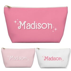 little rad co personalized makeup bag for women & girls - customizable cosmetic pouch - pink cosmetic bags for women personalized gifts for bridesmaid gifts, friend gifts & women gifts