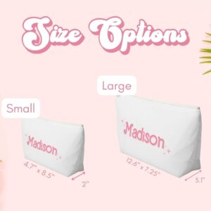 LITTLE RAD CO Personalized Makeup Bag for Women & Girls - Customizable Cosmetic Pouch - Pink Cosmetic Bags for Women Personalized Gifts for Bridesmaid Gifts, Friend Gifts & Women Gifts