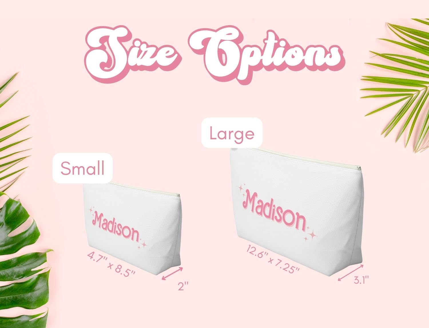 LITTLE RAD CO Personalized Makeup Bag for Women & Girls - Customizable Cosmetic Pouch - Pink Cosmetic Bags for Women Personalized Gifts for Bridesmaid Gifts, Friend Gifts & Women Gifts