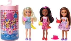 barbie color reveal small doll & accessories, picnic series, 6 surprises, 1 chelsea doll (styles may vary)