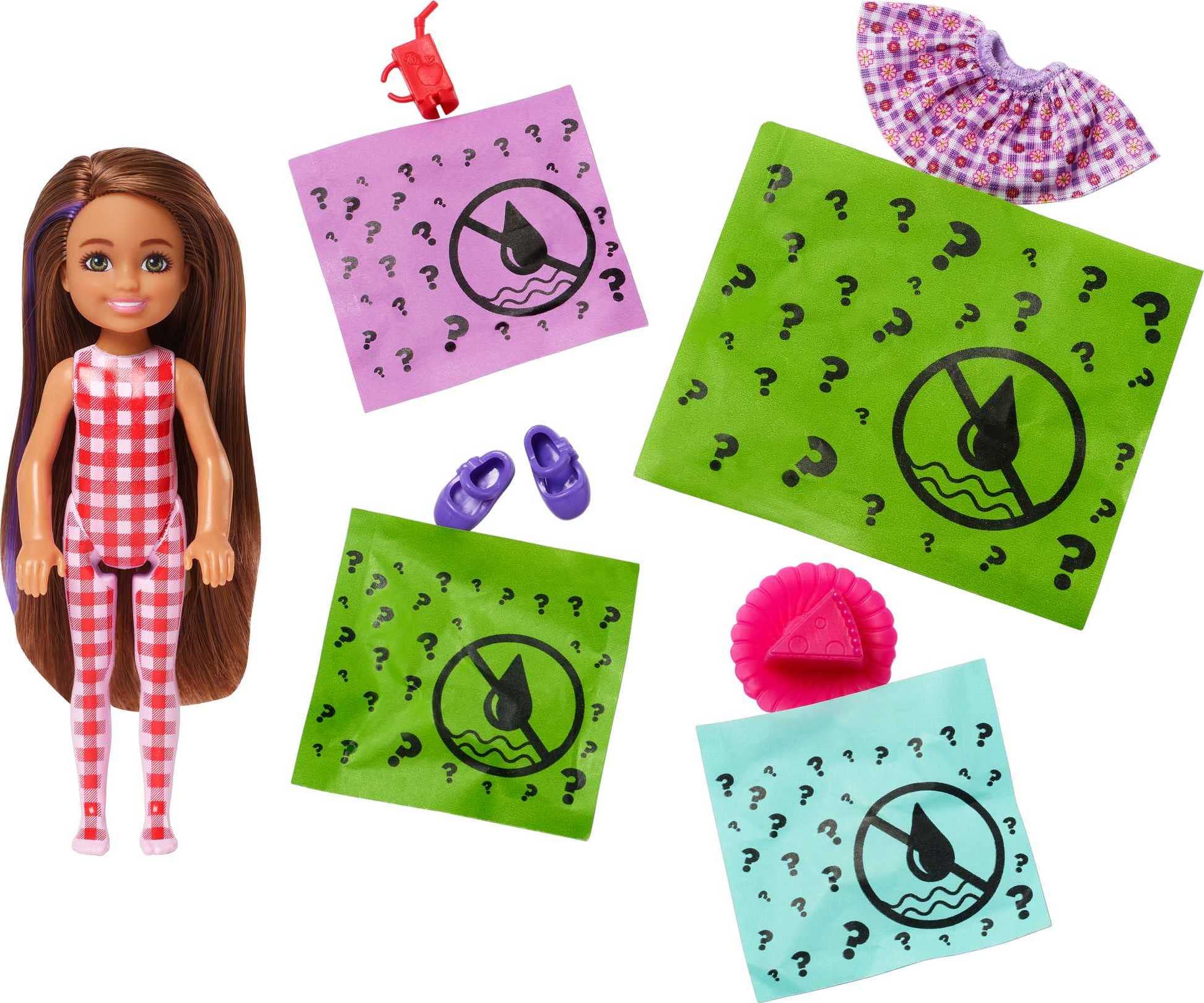 Barbie Color Reveal Small Doll & Accessories, Picnic Series, 6 Surprises, 1 Chelsea Doll (Styles May Vary)