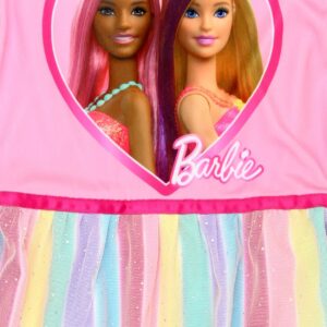 Barbie Girl's Rainbow Dress Up Fantasy Gown Nightgown Pajamas (6, Pink)