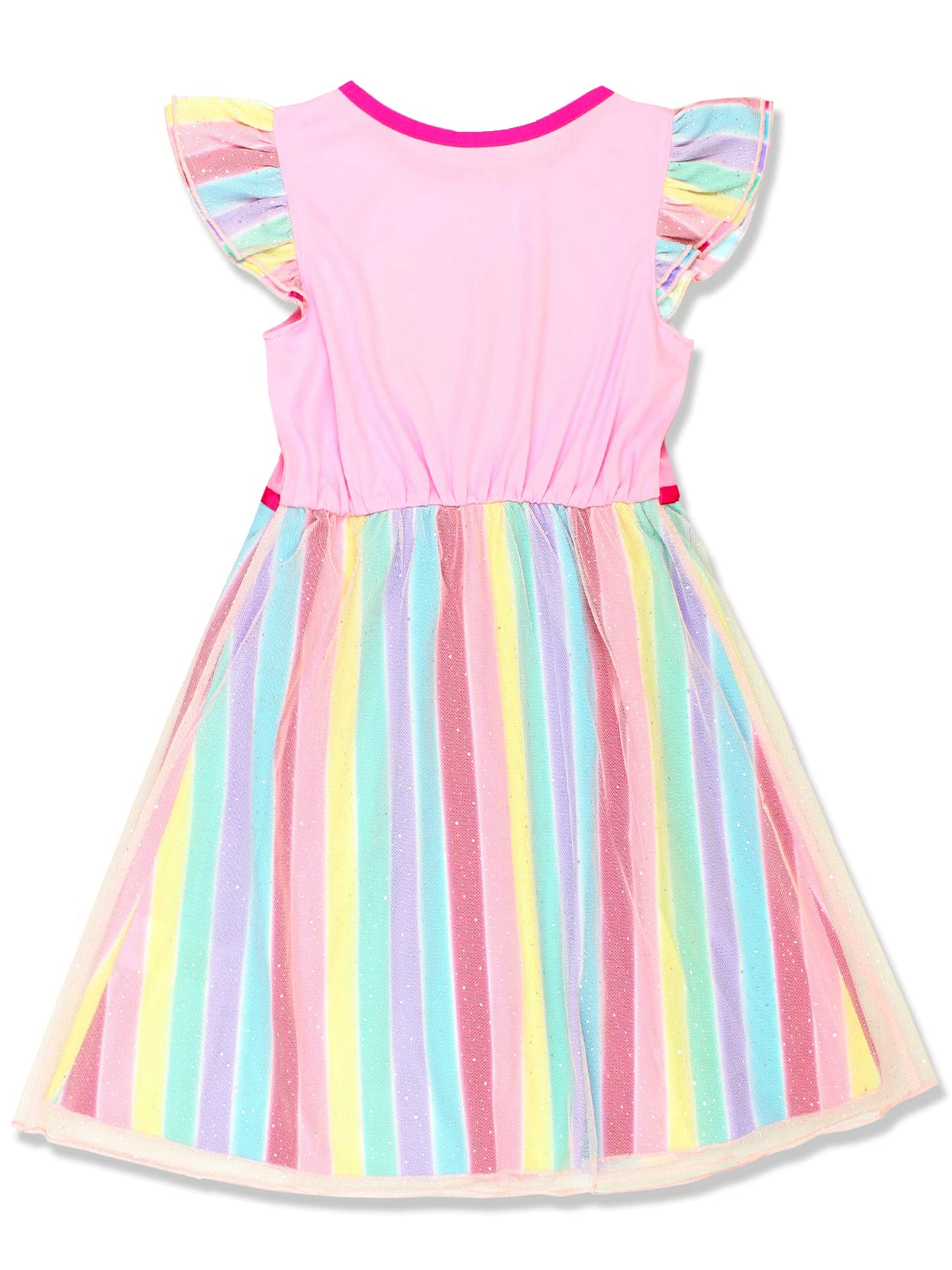 Barbie Girl's Rainbow Dress Up Fantasy Gown Nightgown Pajamas (6, Pink)