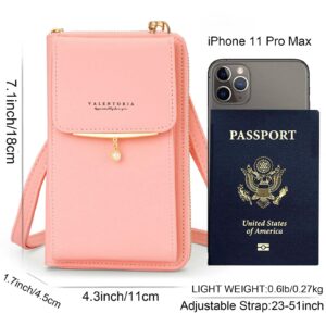 Valentoria Small Crossbody Bag Cell Phone Purse Wallet Leather Card Slot Clutch for Women (Barbie Pink)