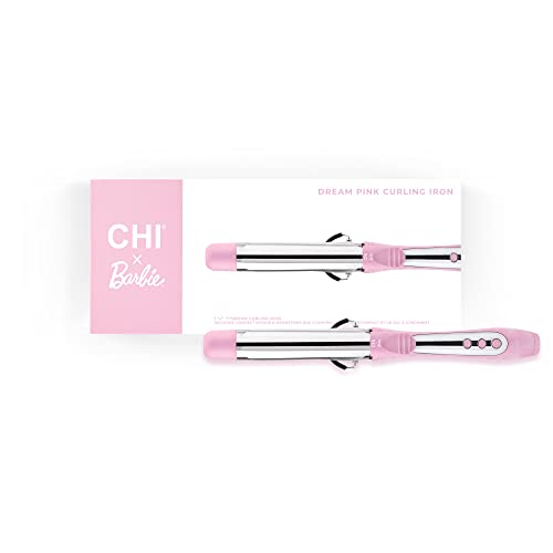 CHI x Barbie Dream Pink Curling Iron, Hair Curler Creates Shiny, Frizz-Free, & Healthy Hair, Includes Compact Mirror & Carrying Bag, 1.25"" Barrel