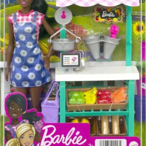 Barbie Careers Doll & Playset, Farmers Market Theme with Brunette Fashion Doll, Furniture & Accessories