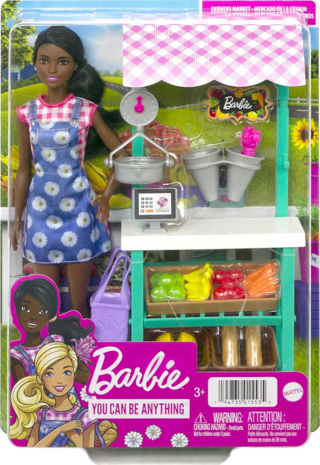 Barbie Careers Doll & Playset, Farmers Market Theme with Brunette Fashion Doll, Furniture & Accessories