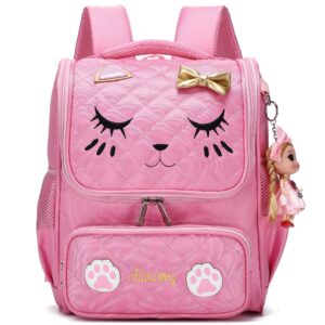 ao ali victory girls backpacks, waterproof cute backpack for kids toddler girl preschool bookbags elementary school bags (large, a-pink)