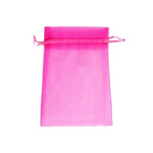 atcg 100pcs 8x12 inches large drawstring organza bags decoration festival wedding party favor gift candy toys pouches (hot pink)