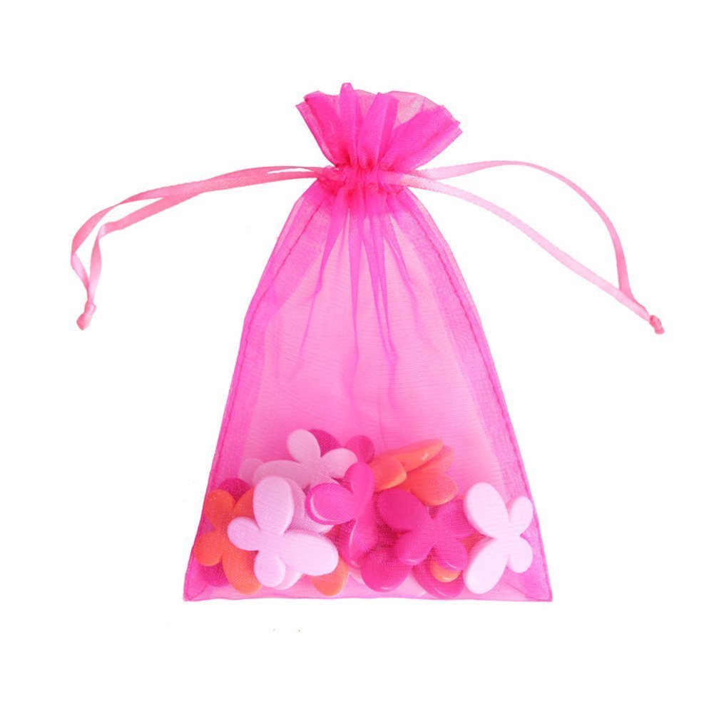 ATCG 100pcs 8x12 Inches Large Drawstring Organza Bags Decoration Festival Wedding Party Favor Gift Candy Toys Pouches (Hot Pink)