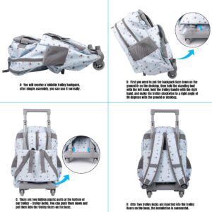 seastig Rolling Backpack for Kids Wheeled Backpack 18in Double Handle Backpack with Wheels