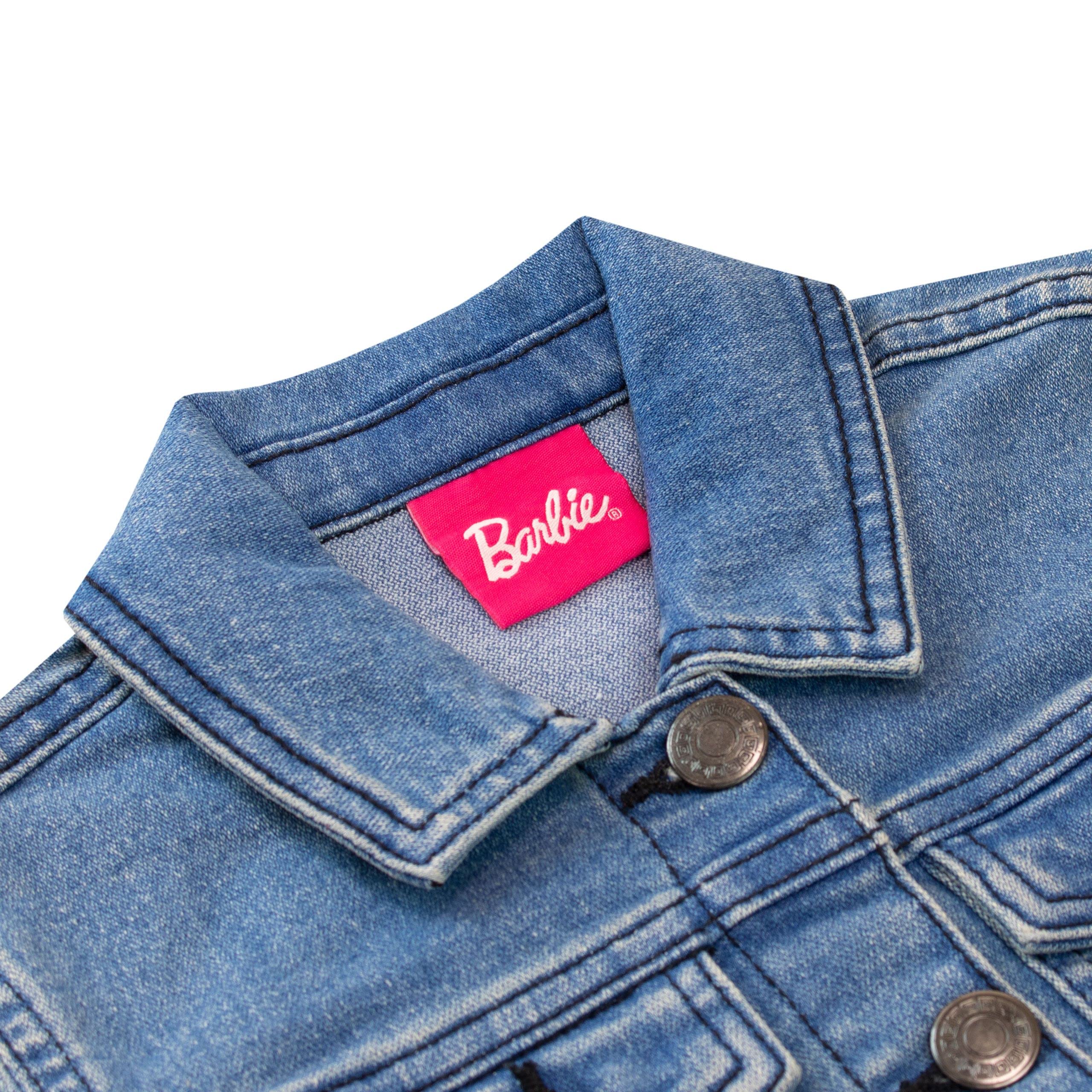 Barbie Girls Embroidered Jean Jacket Outerwear For Kids Blue 8