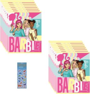 barbie birthday party supplies bundle pack includes 16 plastic favor loot bags and 1 dinosaur sticker sheet