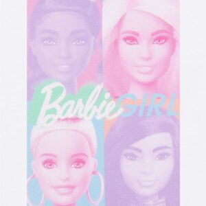 Barbie Girls Short Sleeve T-Shirt | Young Ladies Colour Block Portrait White Tee | Kids Stylish Fashion Top | Doll Movie Gift