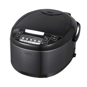 crux 12 cup non-induction rice cooker, multi-cooker, food steamer, slow cooker, stewpot, easy one-pot healthy meals, dishwater safe, non-stick bowl, black, one size