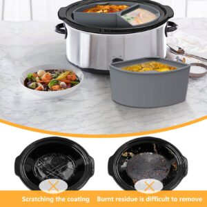 Silicone Slow Cooker Divider fit for Crockpot Leakproof Anti-Slip Reusable Insert Cooking Liner for 6QT Oval Slow Cookers Kitchen Accessories BPA Free Dishwasher Safe 3 Packs 3 in 1