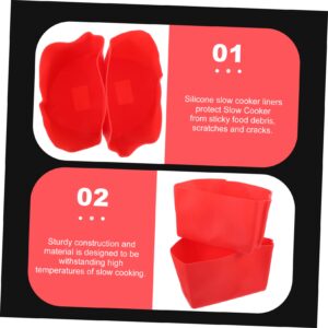 HOMSFOU 4 Sets Saucepan Silicone Lining Silicone Cookware Silicone Cooking Utensils Red Rice Cooker Multi-use Cooker Divider Slow Cooker Insert Kitchen Supplies Non-slip