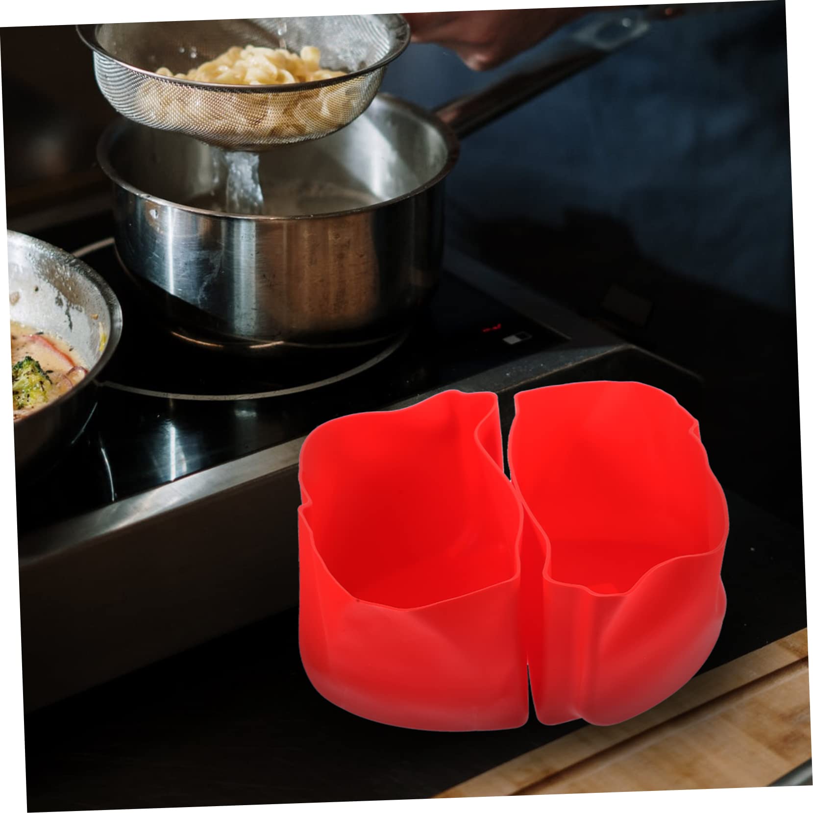 HOMSFOU 4 Sets Saucepan Silicone Lining Silicone Cookware Silicone Cooking Utensils Red Rice Cooker Multi-use Cooker Divider Slow Cooker Insert Kitchen Supplies Non-slip