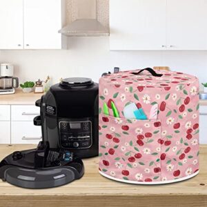 SEANATIVE Red Cherry Print Pressure Cooker Cover Dust Cover for Kitchen Appliance Round Slow Cooker Protector Rice Cooker Organizer Bag with 2 Pocket and Handle