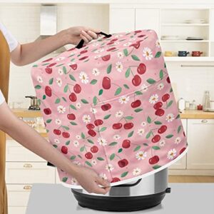 SEANATIVE Red Cherry Print Pressure Cooker Cover Dust Cover for Kitchen Appliance Round Slow Cooker Protector Rice Cooker Organizer Bag with 2 Pocket and Handle