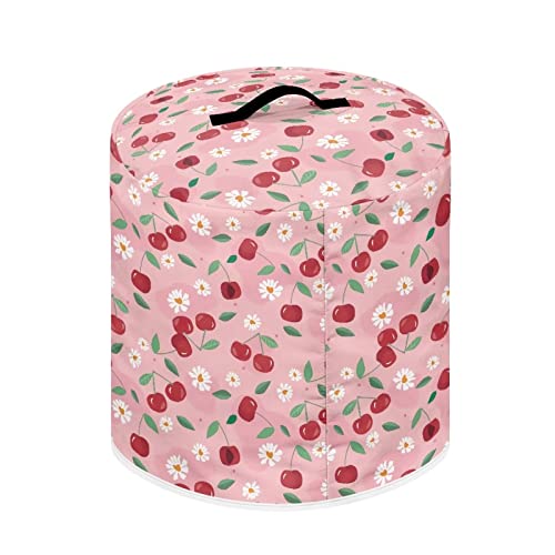 SEANATIVE Red Cherry Print Pressure Cooker Cover Dust Cover for Kitchen Appliance Round Slow Cooker Protector Rice Cooker Organizer Bag with 2 Pocket and Handle