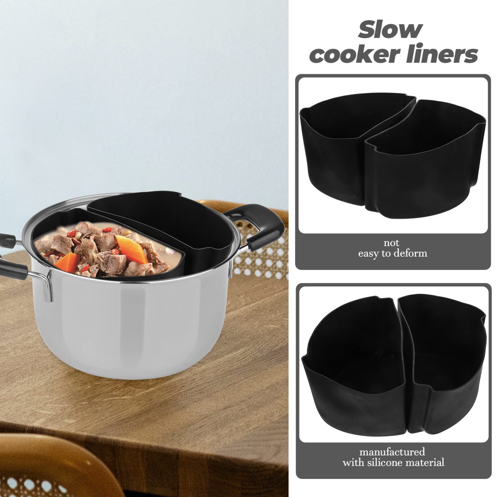 Kichvoe 1 set Saucepan Silicone Lining black rice cooker silicone cookware silicone cooking utensils slow cooker pot liner pot supply dividing line