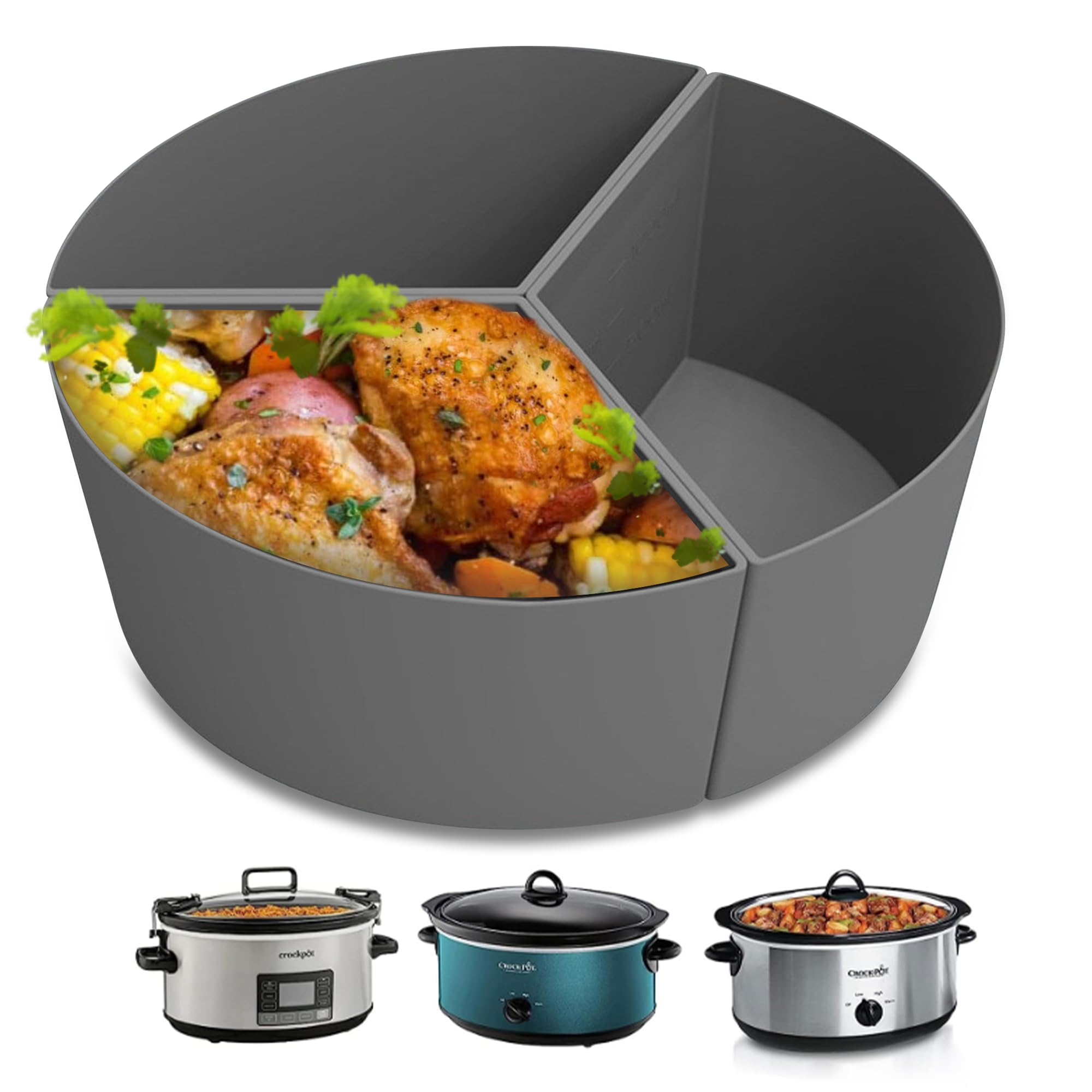 Gray Silicone Slow Cooker Liner Divider (8QT)