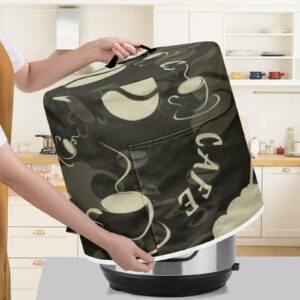 Cozeyat Slow Cooker Dust Covers Fits for 6 Quarts, Coffee Pattern Electric Cooker Covers with Handle, Stain-resistant Rice Cooker Covers