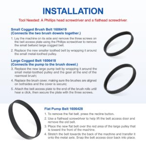 LANMU Replacement Belt Set Compatible with Bissell ProHeat 2X Revolution Pet Pro Model 1548, 1551, 1551W, 1550 Carpet Vacuum Cleaner, Replace Parts 1606418, 1606419, 1606428