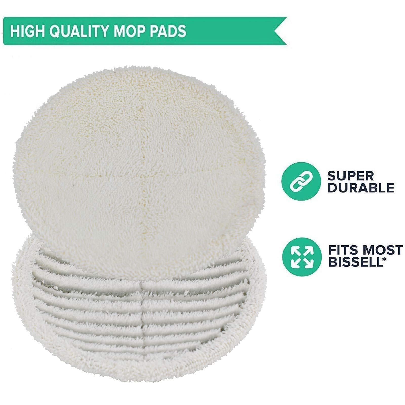 Replacement Mop Pads for Compatible with Bis-Sell Spinwave 2124 2039A 2307 23157 20391 20399 - Hard Floor Mop Pads Kit (Included 4 Soft Pads+4 Scrubby Pads)